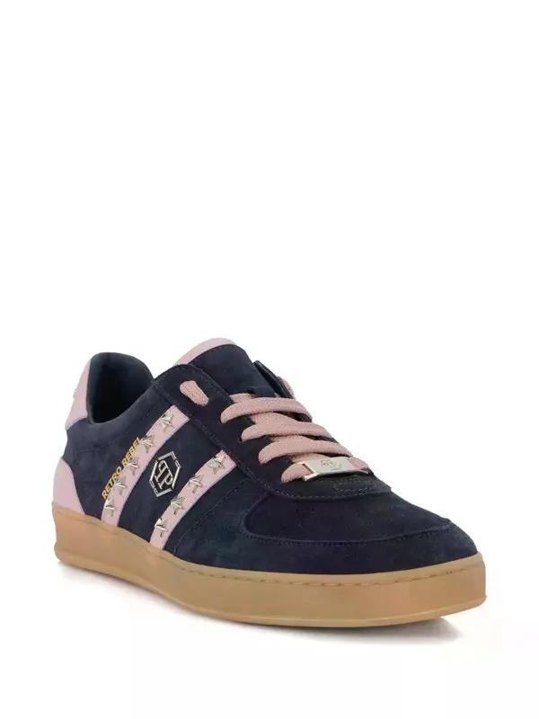 Philipp Plein Retro Rebel Studded Low Top Sneakers - Blue