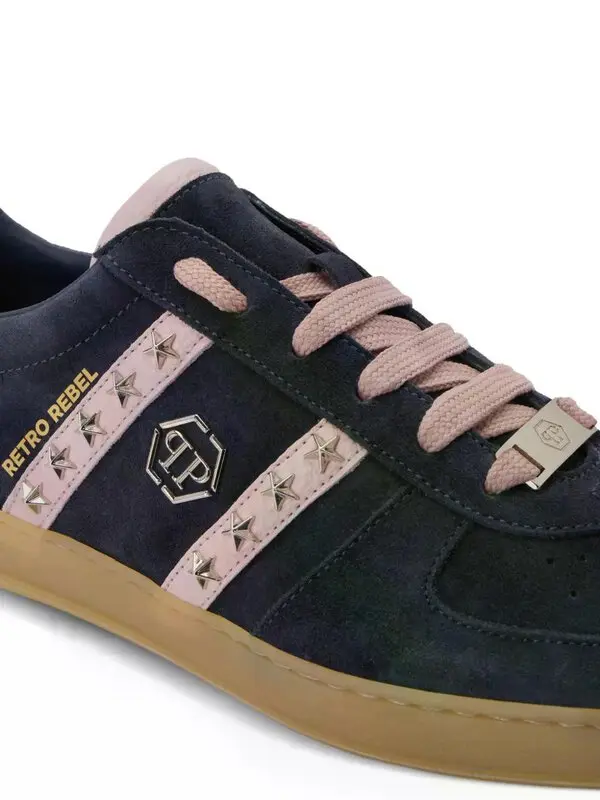 Philipp Plein Retro Rebel Studded Low Top Sneakers - Blue