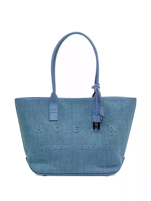 Hogan Embossed-logo Cotton Tote - Blue