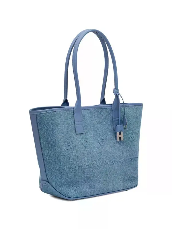 Hogan Embossed-logo Cotton Tote - Blue