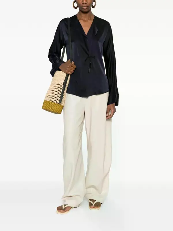 FORTE_FORTE Tassel V-neck Top - Blue