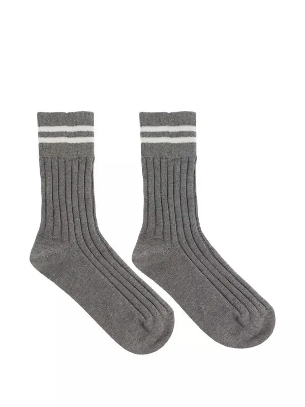 Eleventy Striped Ribbed Knit Socks
