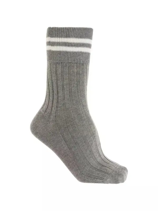 Eleventy Striped Ribbed Knit Socks
