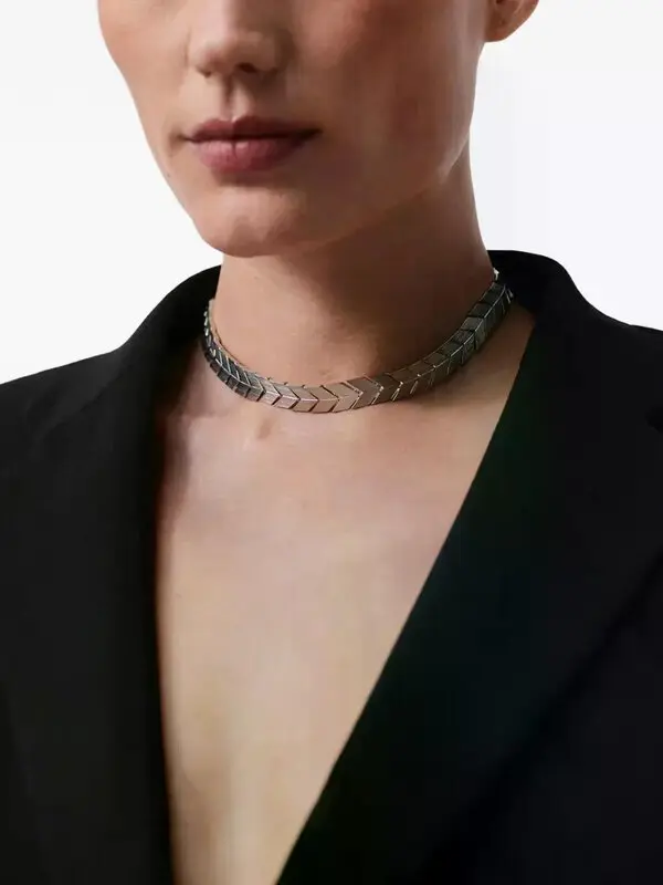 Bevza Flat Spikelet Choker - Silver