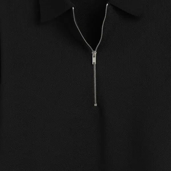 JIL SANDER Zip Short Sleeve Polo - Black