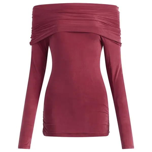 PEACHY DEN The Kylie Cold Shoulder Top - Red Sandstone