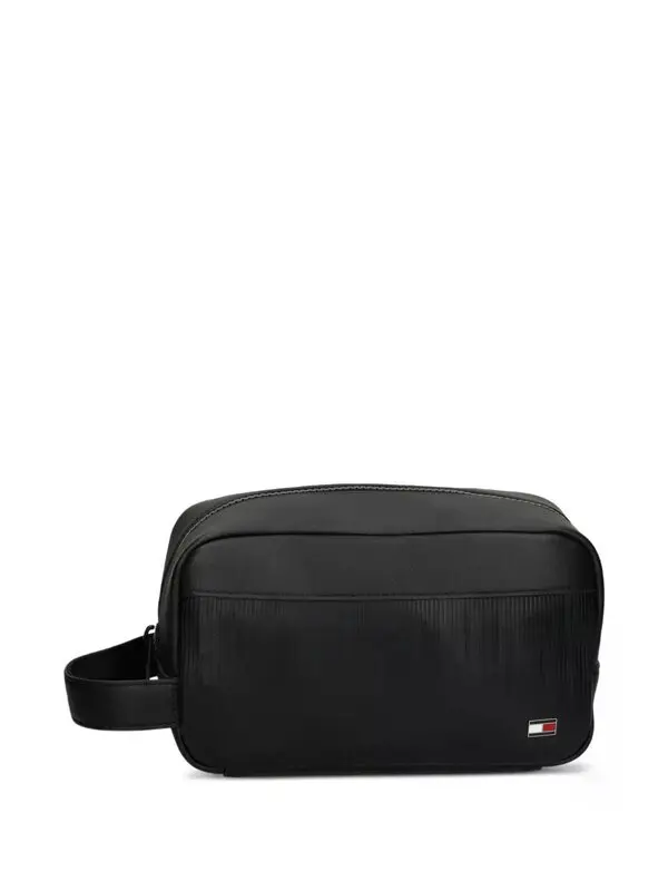 Tommy Hilfiger Ribbed Zip Wash Bag - Black