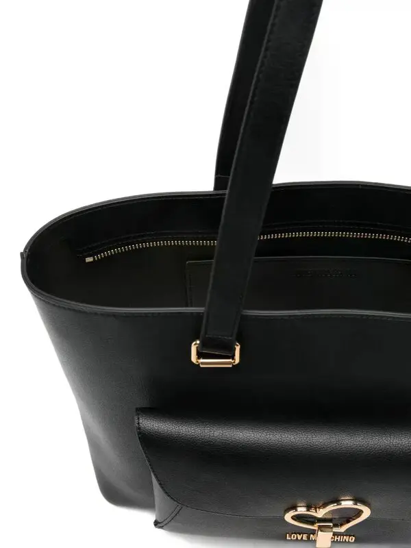 Moschino Heart Appliqué Tote - Black