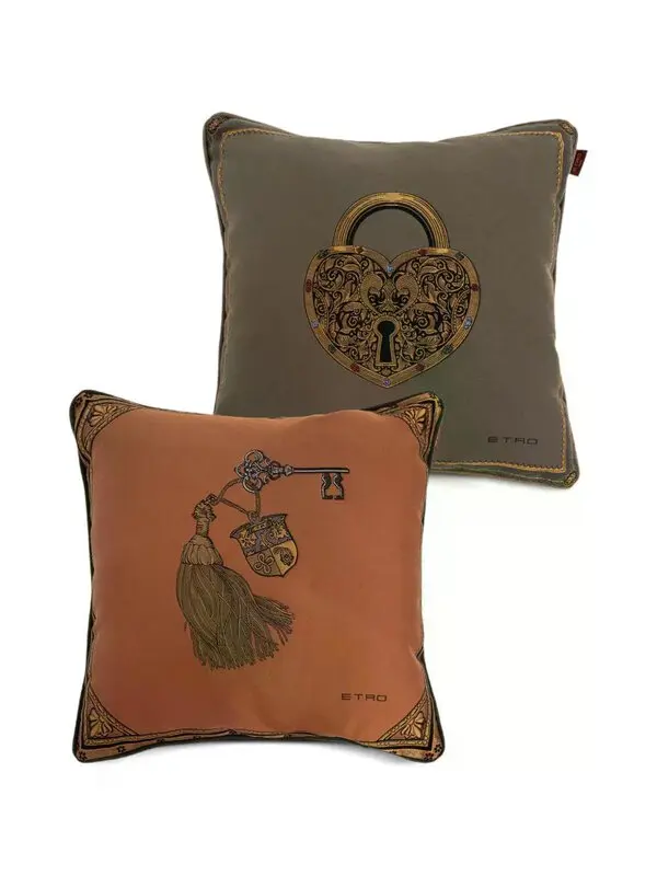 Etro Lock Tassel Cotton Cushion - Brown