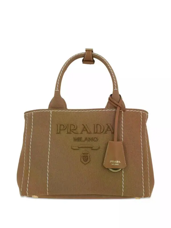 Prada Embroidered Jardinière Tote Bag - Brown
