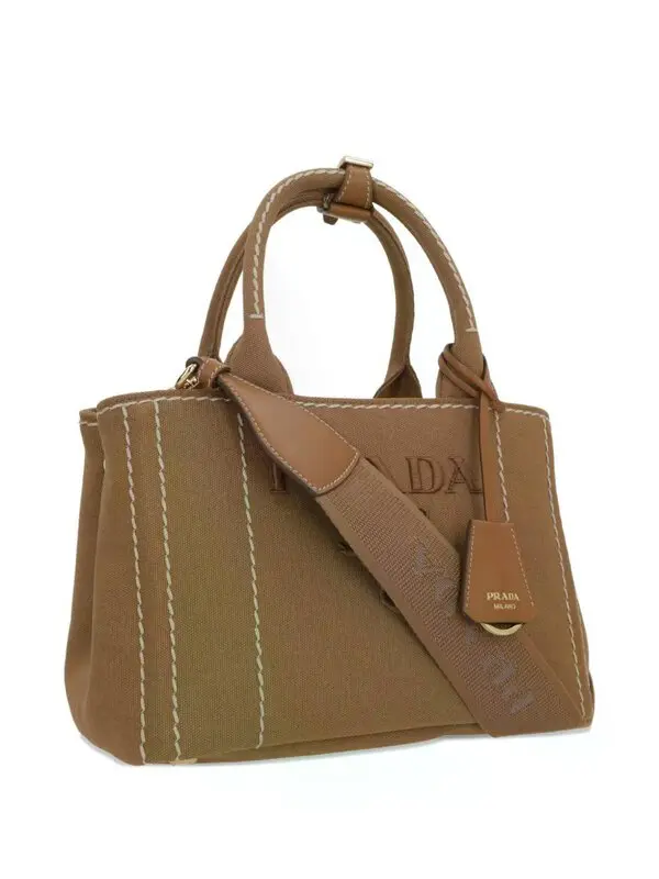 Prada Embroidered Jardinière Tote Bag - Brown