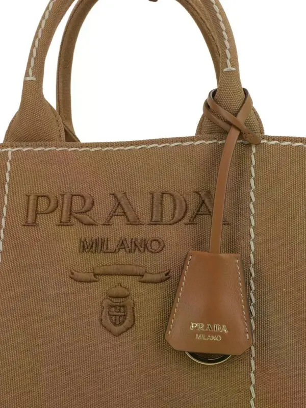 Prada Embroidered Jardinière Tote Bag - Brown