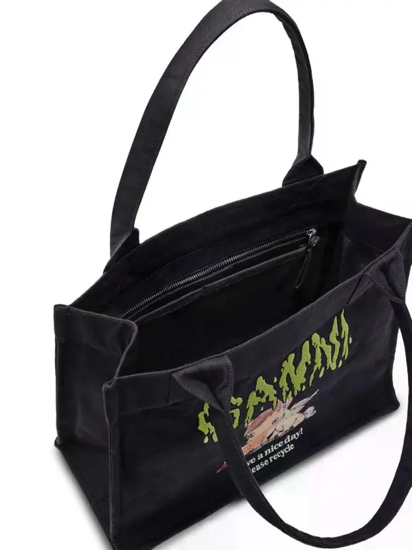 GANNI Graphic Print Canvas Tote Bag