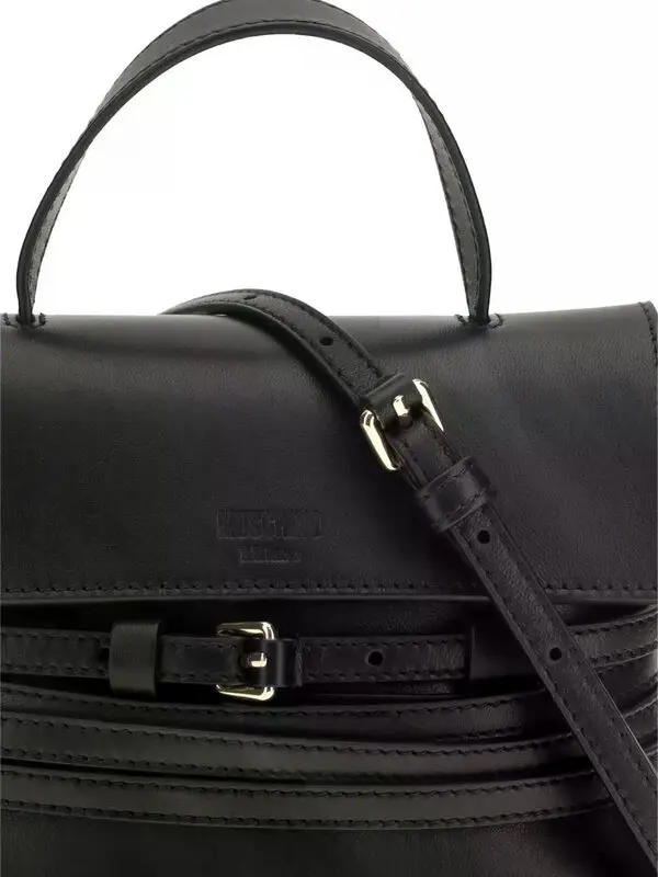 Moschino Leather Tote Bag With Buckle - Black