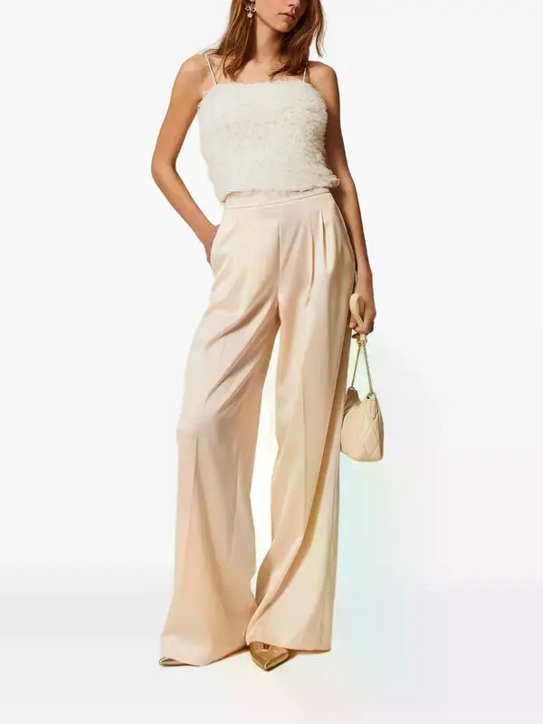 TWINSET Wide-leg Satin Trousers - Neutrals