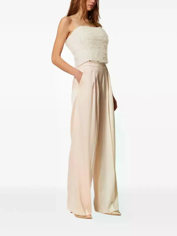 TWINSET Wide-leg Satin Trousers - Neutrals