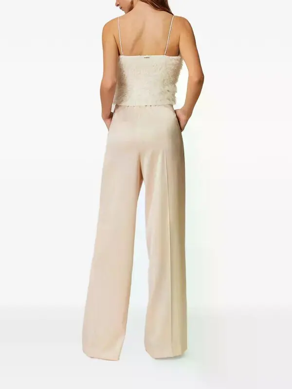 TWINSET Wide-leg Satin Trousers - Neutrals