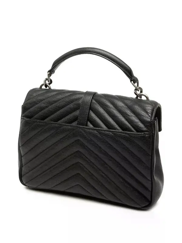 Saint Laurent 2010-2026 Medium Chevron Sheepskin Monogram College Satchel