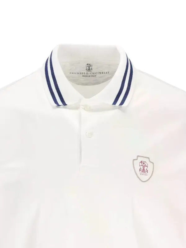 Brunello Cucinelli Striped-detail Polo Shirt - White