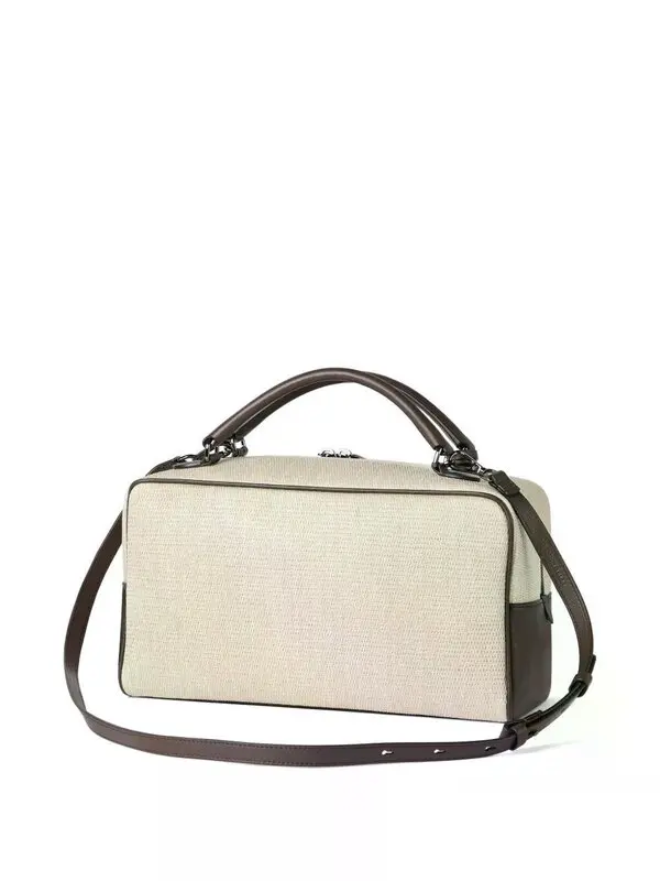 Brunello Cucinelli Explorer Boston Raffia And Leather Tote Bag - Neutrals