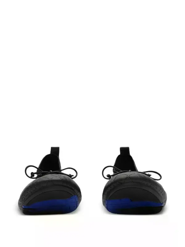 Burberry Perforated Gathered Ballet Flats - Black