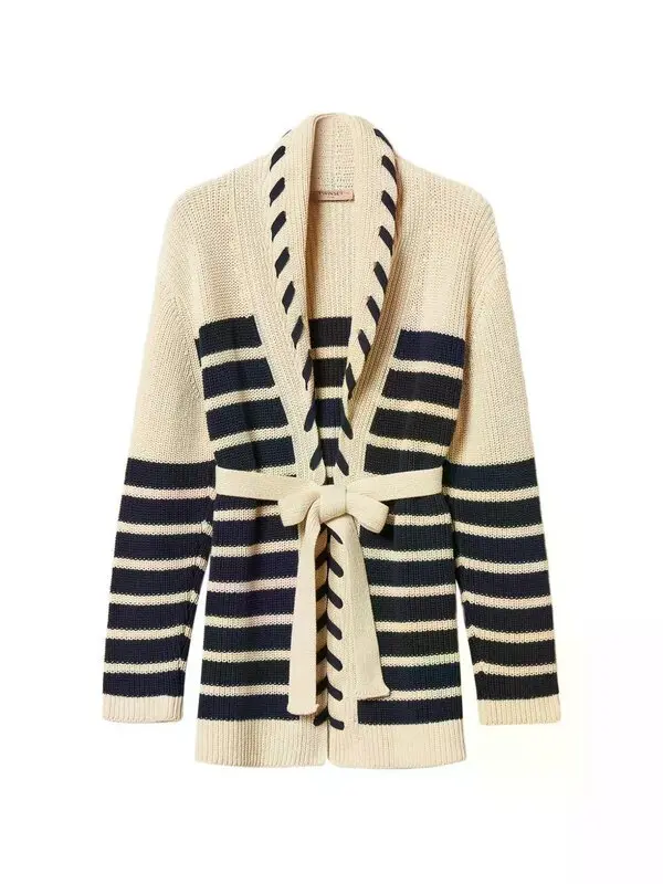 TWINSET Striped Knit Cardigan With Shawl Collar