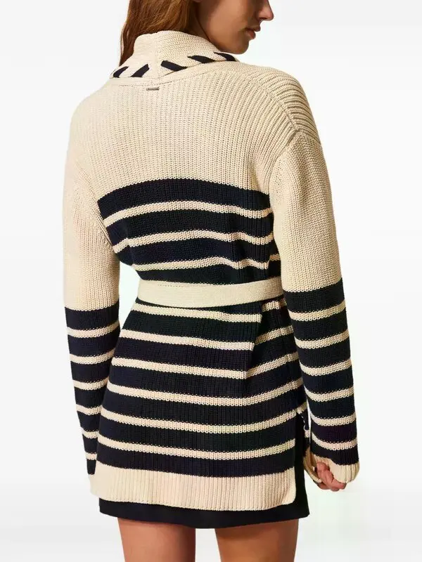 TWINSET Striped Knit Cardigan With Shawl Collar