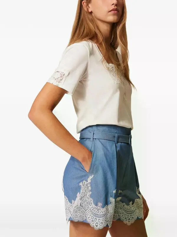 TWINSET Cotton Jersey T-shirt With Lace Inlays
