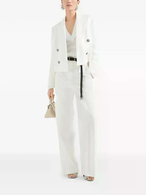 Brunello Cucinelli V-neck Long Sleeve Sweater - White