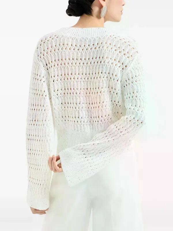 Brunello Cucinelli V-neck Long Sleeve Sweater - White