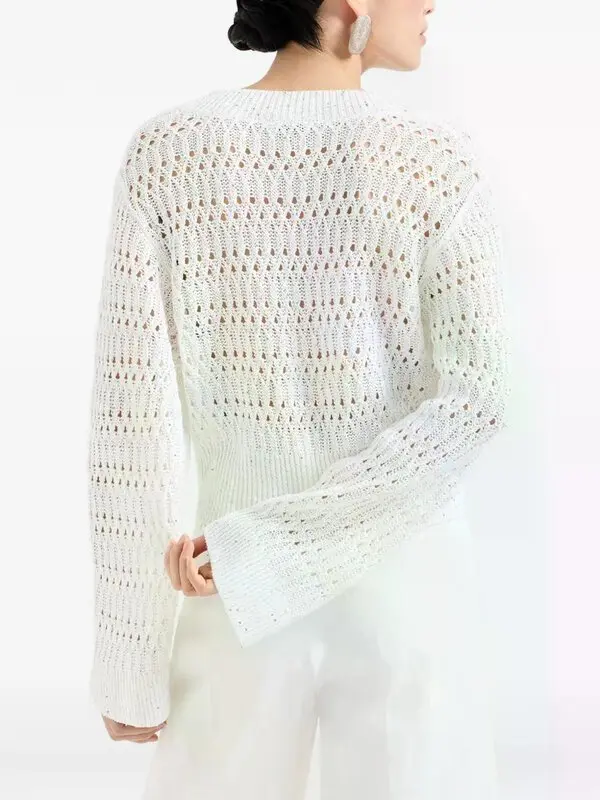 Brunello Cucinelli V-neck Long Sleeve Sweater - White