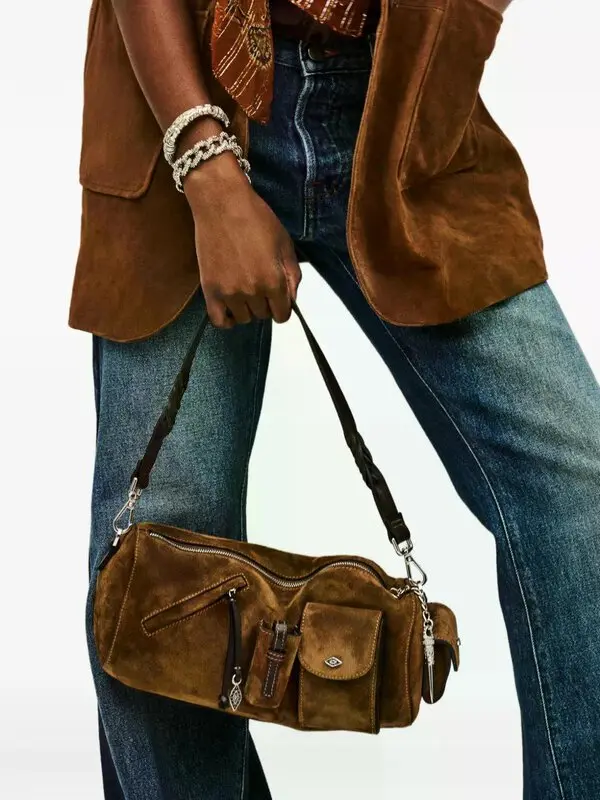 Ba&sh Suede Shoulder Bag - Brown