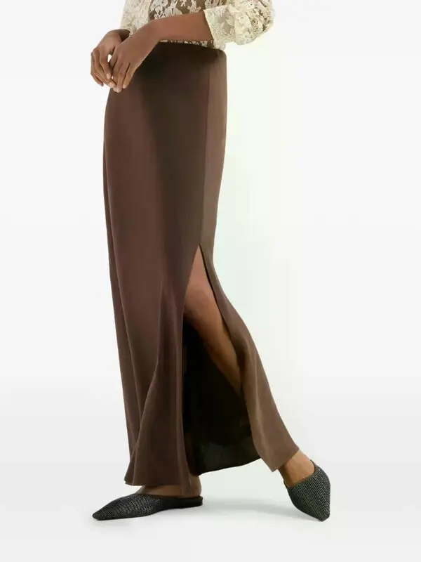 Brunello Cucinelli Slit-detail Maxi Skirt - Brown