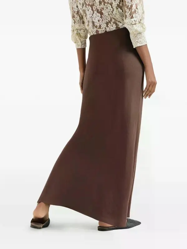 Brunello Cucinelli Slit-detail Maxi Skirt - Brown