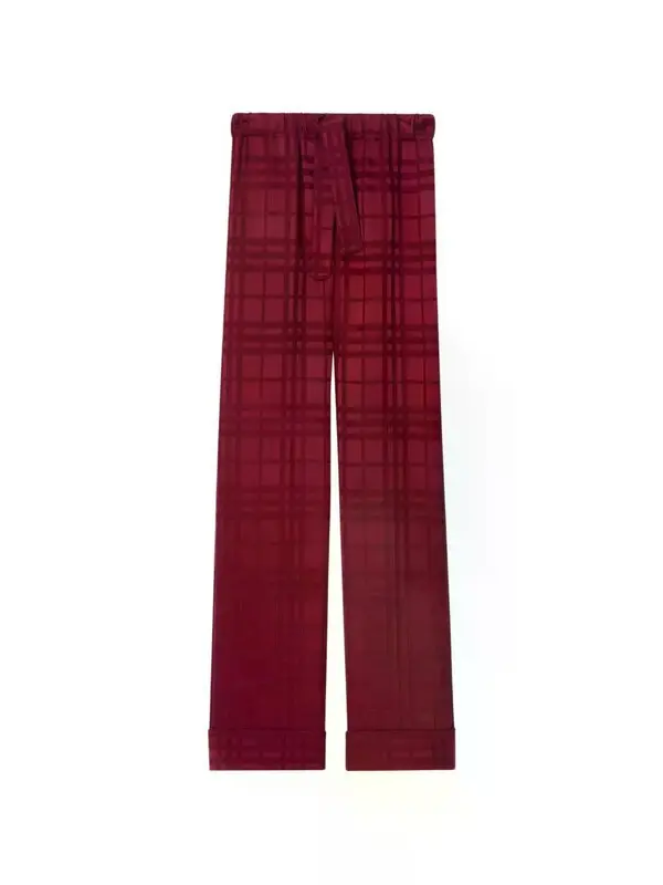 Burberry Check Silk Pajama Trousers - Red
