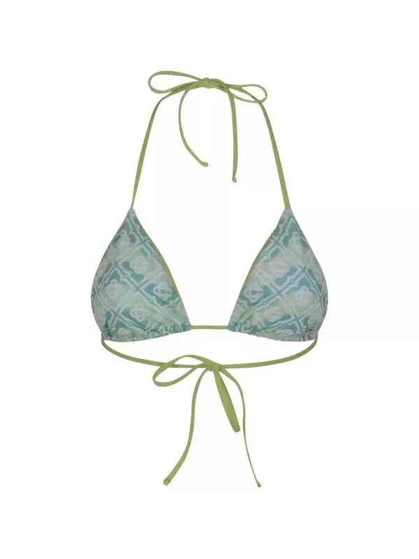 Casablanca Wavy-monogram Tie Bikini Top - Green