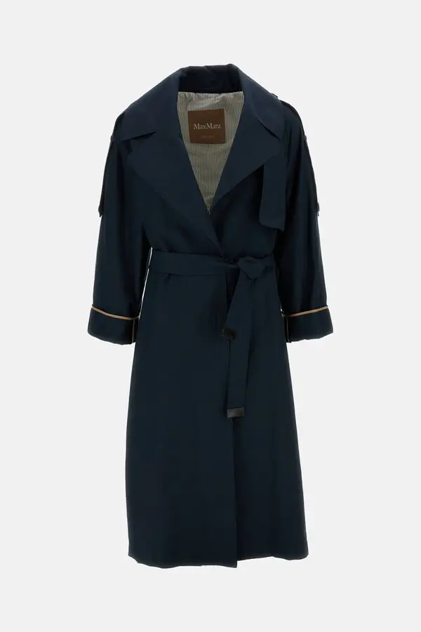 Max Mara Long Water-repellent Trench Coat - Blue