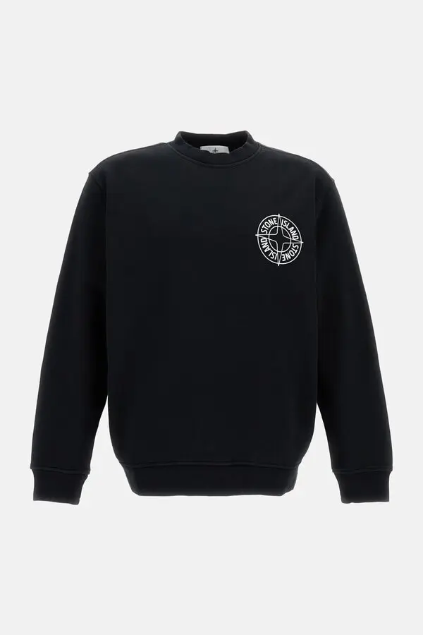 Stone Island Crewneck Cotton Sweatshirt - Black