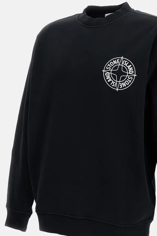 Stone Island Crewneck Cotton Sweatshirt - Nero