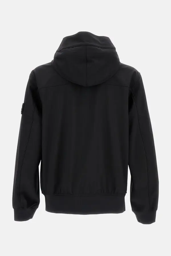 Stone Island Soft Shell Hooded Jacket - Black
