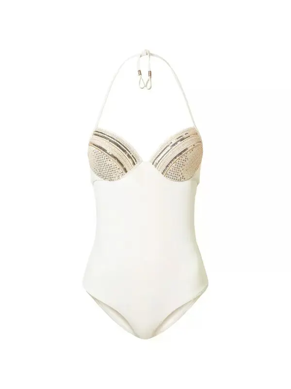 TWINSET Sequin Embellished Swimsuit - White