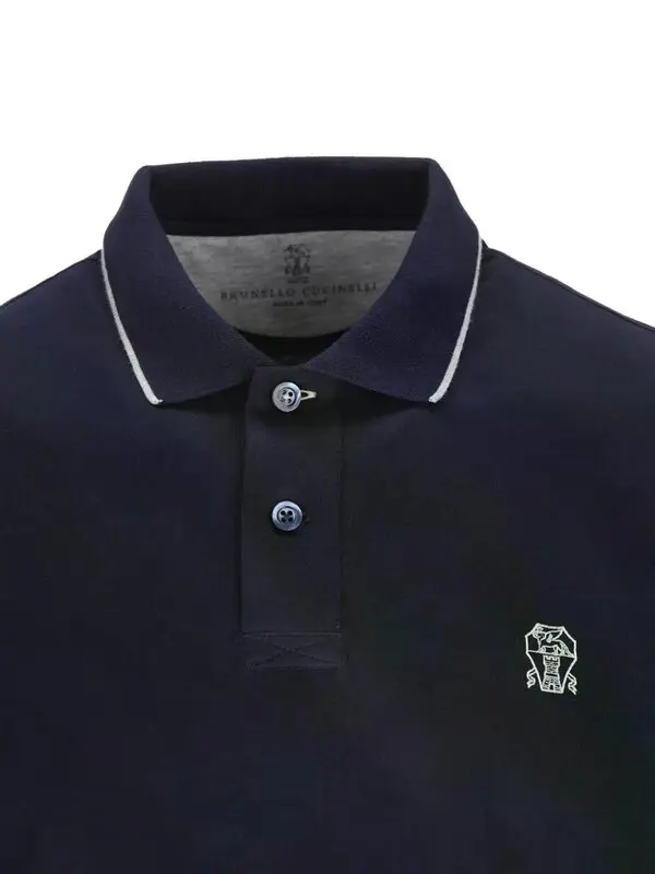 Brunello Cucinelli Logo-embroidered Polo Shirt - Blue