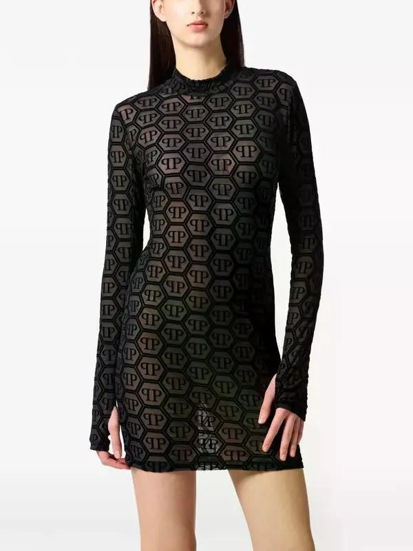 Philipp Plein Mini Long-sleeved Dress - Black