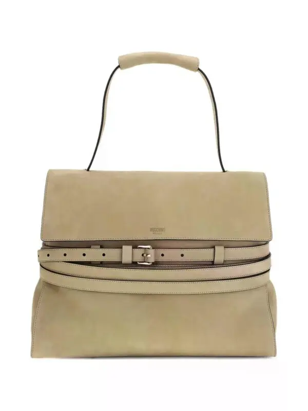 Moschino Tote Bag With Buckle Detail - Neutrals