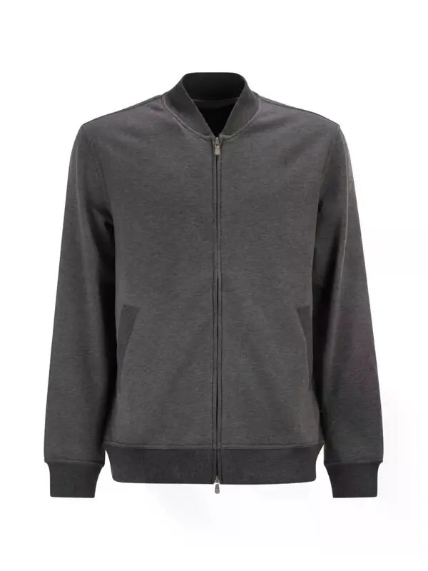 Brunello Cucinelli Zip Ribbed-knit Sweatshirt - Grey