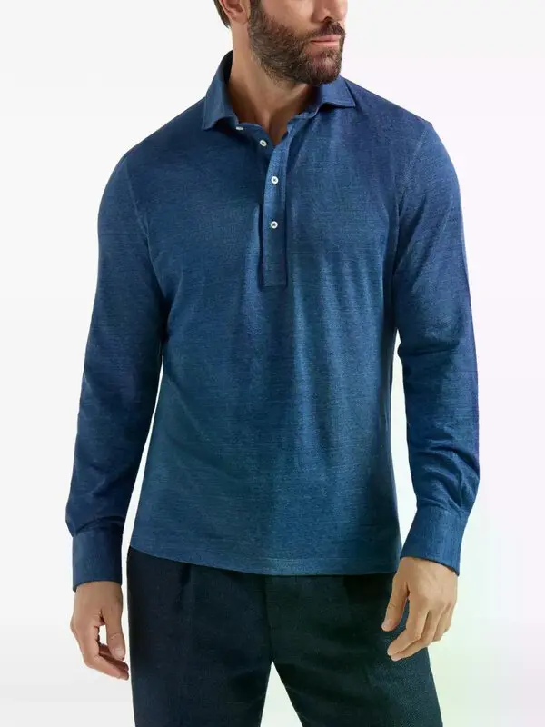 Brunello Cucinelli Long-sleeve Polo Shirt - Blue