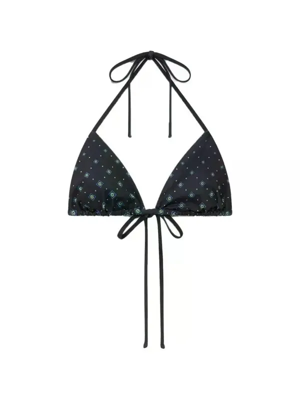 Casablanca Monogram Tie Bikini Top - Black