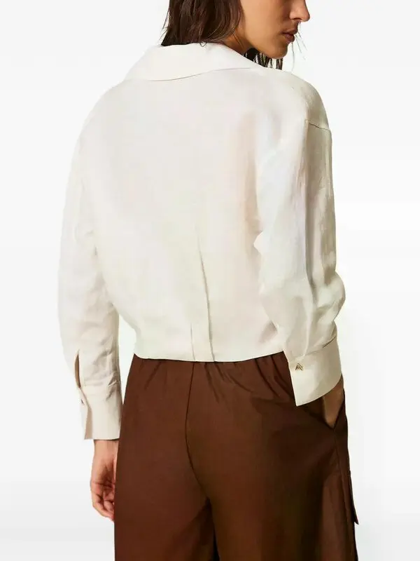 TWINSET Recycled Poplin Cargo Bermuda Shorts With Removable Belt