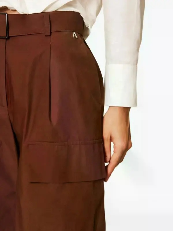 TWINSET Recycled Poplin Cargo Bermuda Shorts With Removable Belt