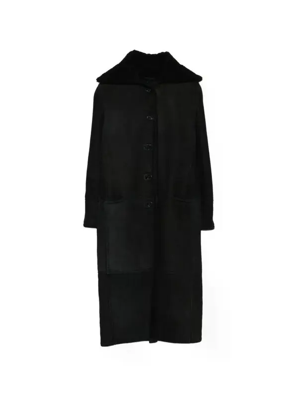 ROMEO GIGLI 1990s Shearling-collar Leather Coat